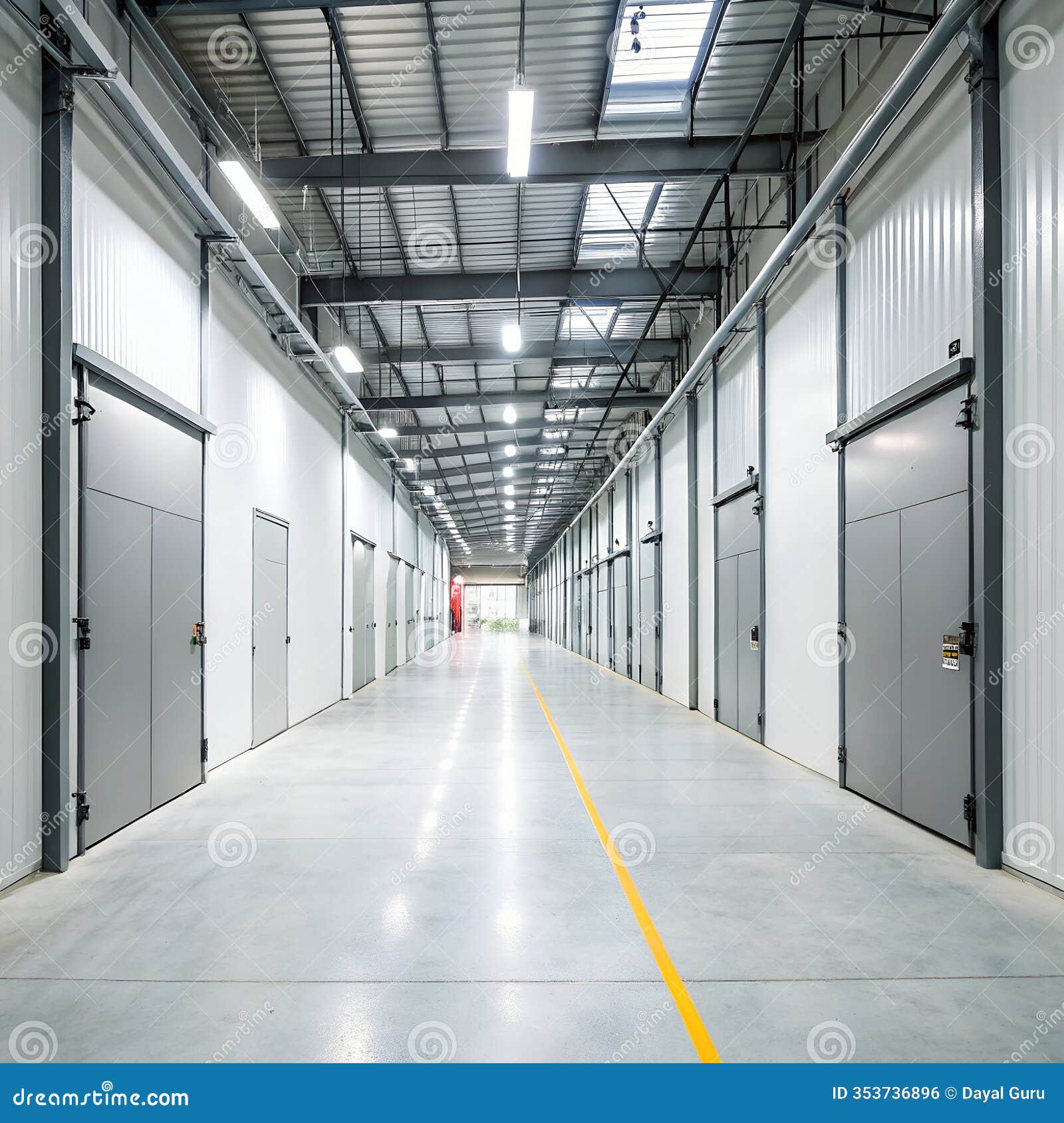 Warehouse Hallway Isolated on White Background Stock Illustration ...