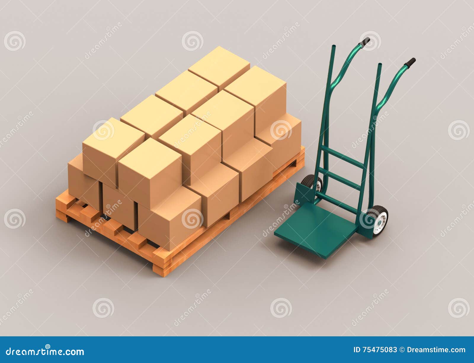 Warehouse with hand truck. stock illustration. Illustration of freight ...