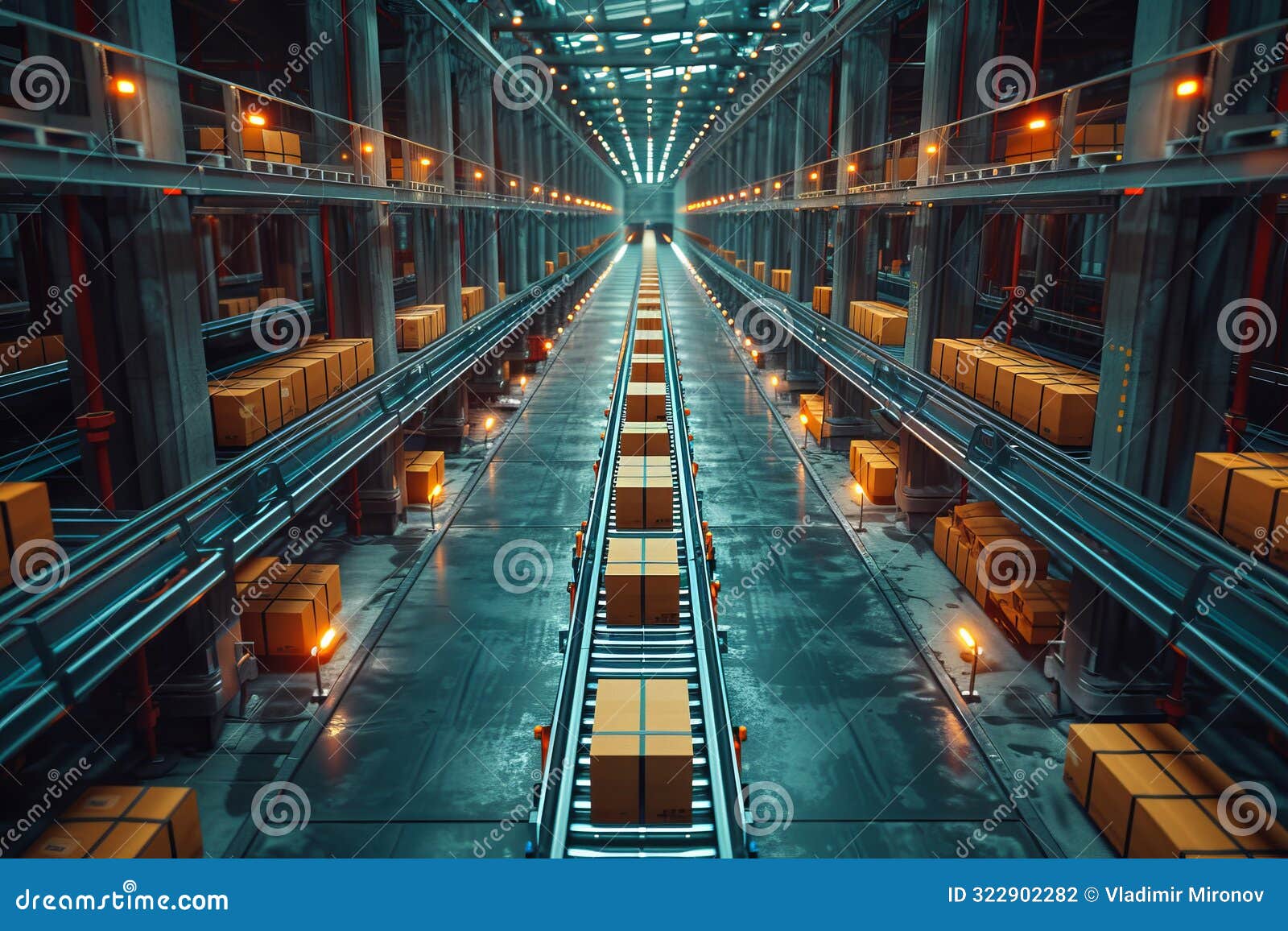 The Warehouse Has Conveyors and Boxes for Automated Processes ...