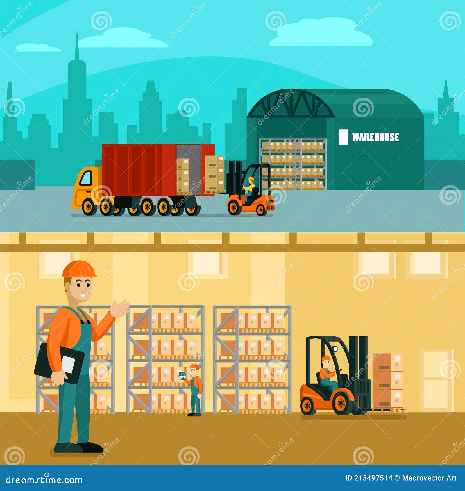 Warehouse Horizontal Banners Stock Vector - Illustration of ...