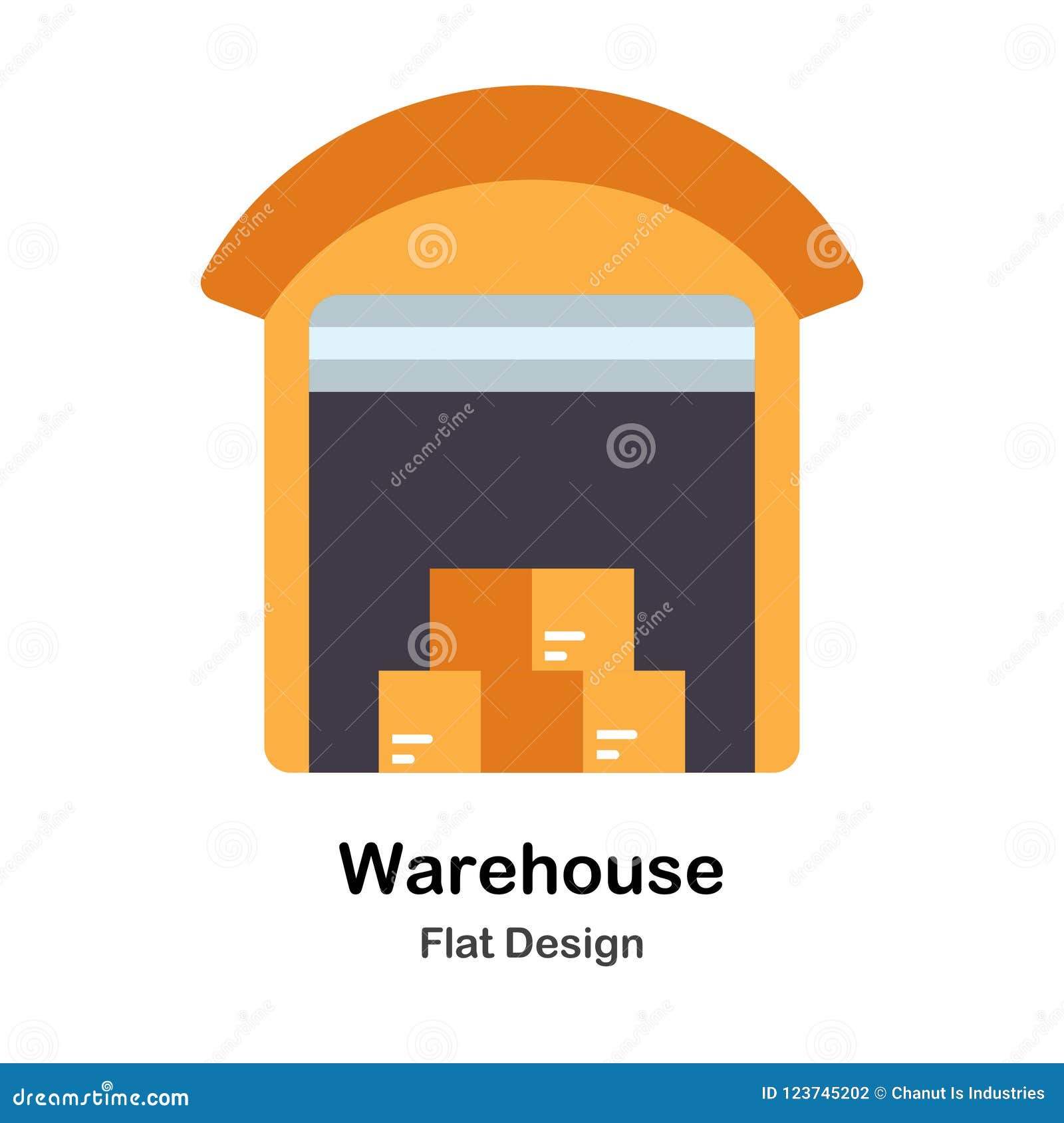 Warehouse Flat Icon stock vector. Illustration of cargo - 123745202