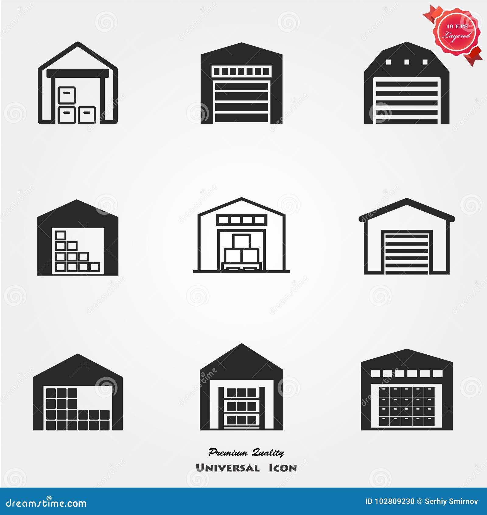 Warehouse icon set stock vector. Illustration of break - 102809230