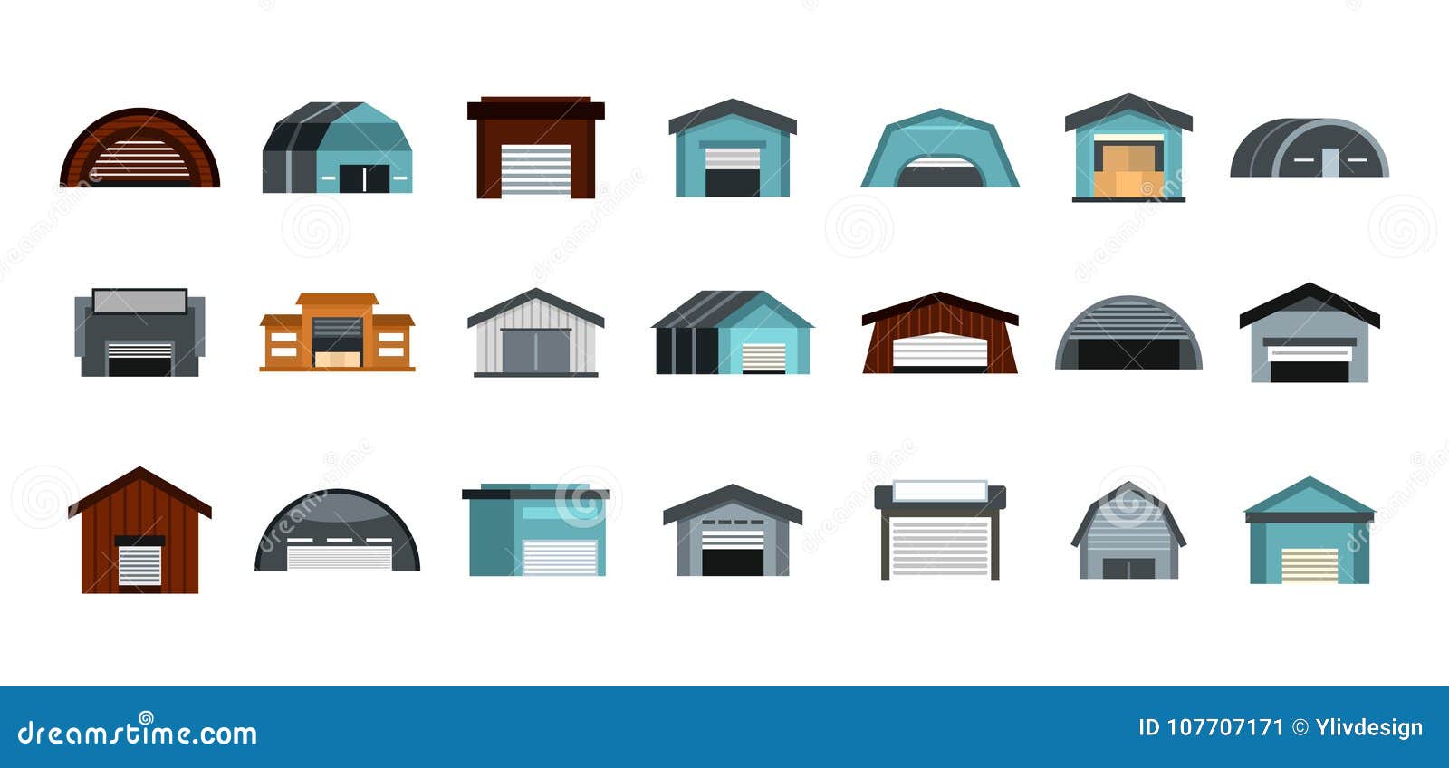 Warehouse Icon Set, Flat Style Stock Vector - Illustration of facility ...