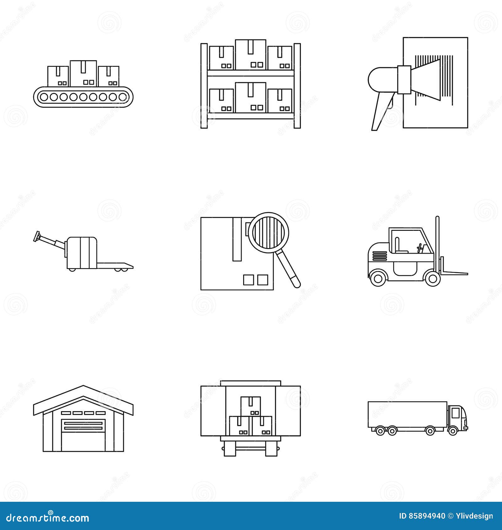 Warehouse Icons Set, Outline Style Stock Vector - Illustration of order ...