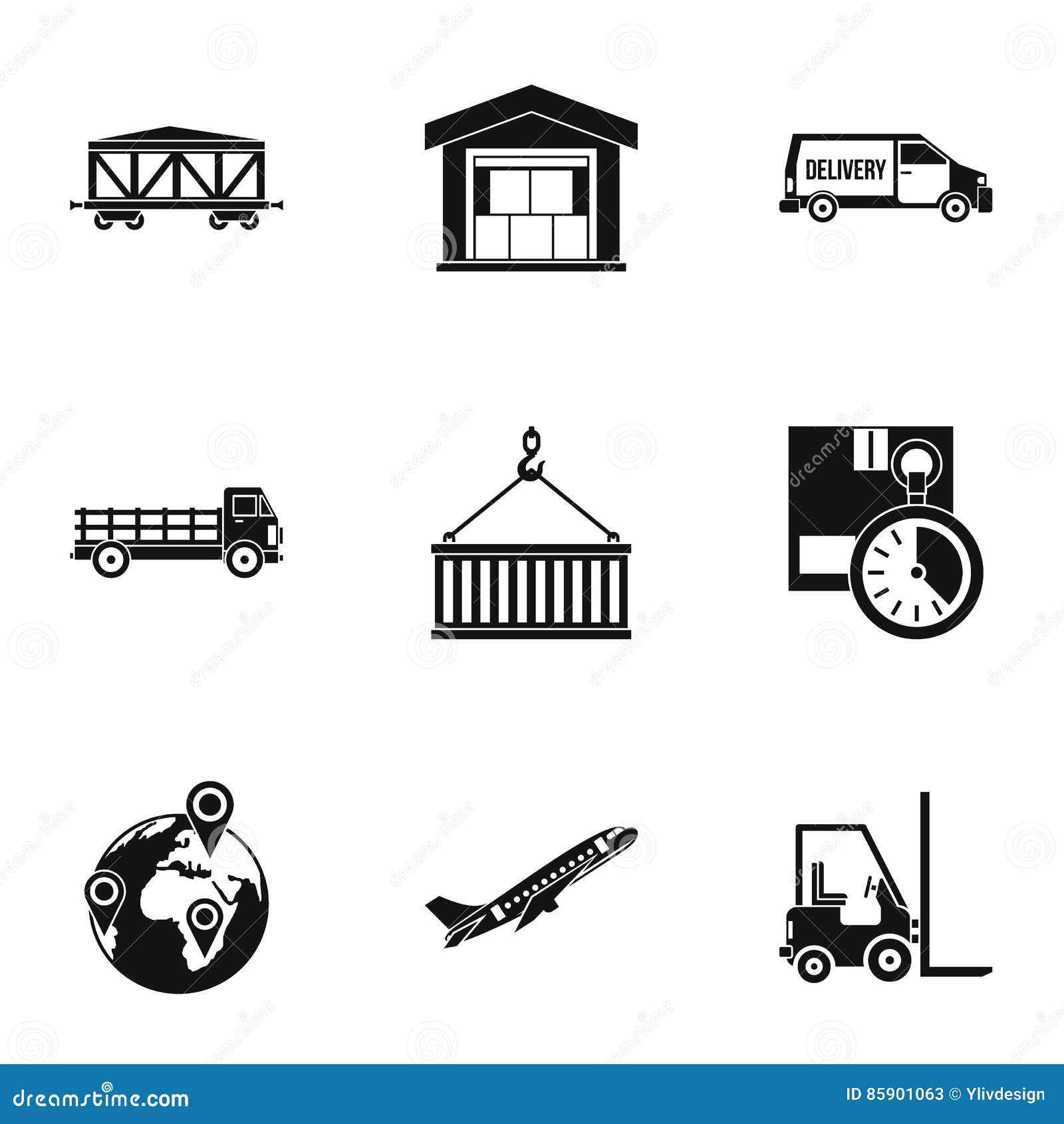 Warehouse Icons Set, Simple Style Stock Vector - Illustration of black ...