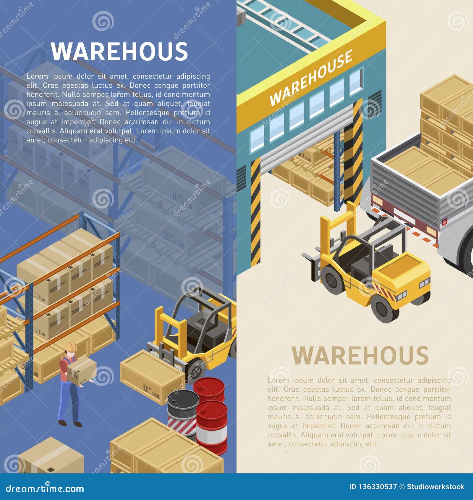 Warehouse Illustrations with Descriptions Stock Vector - Illustration ...