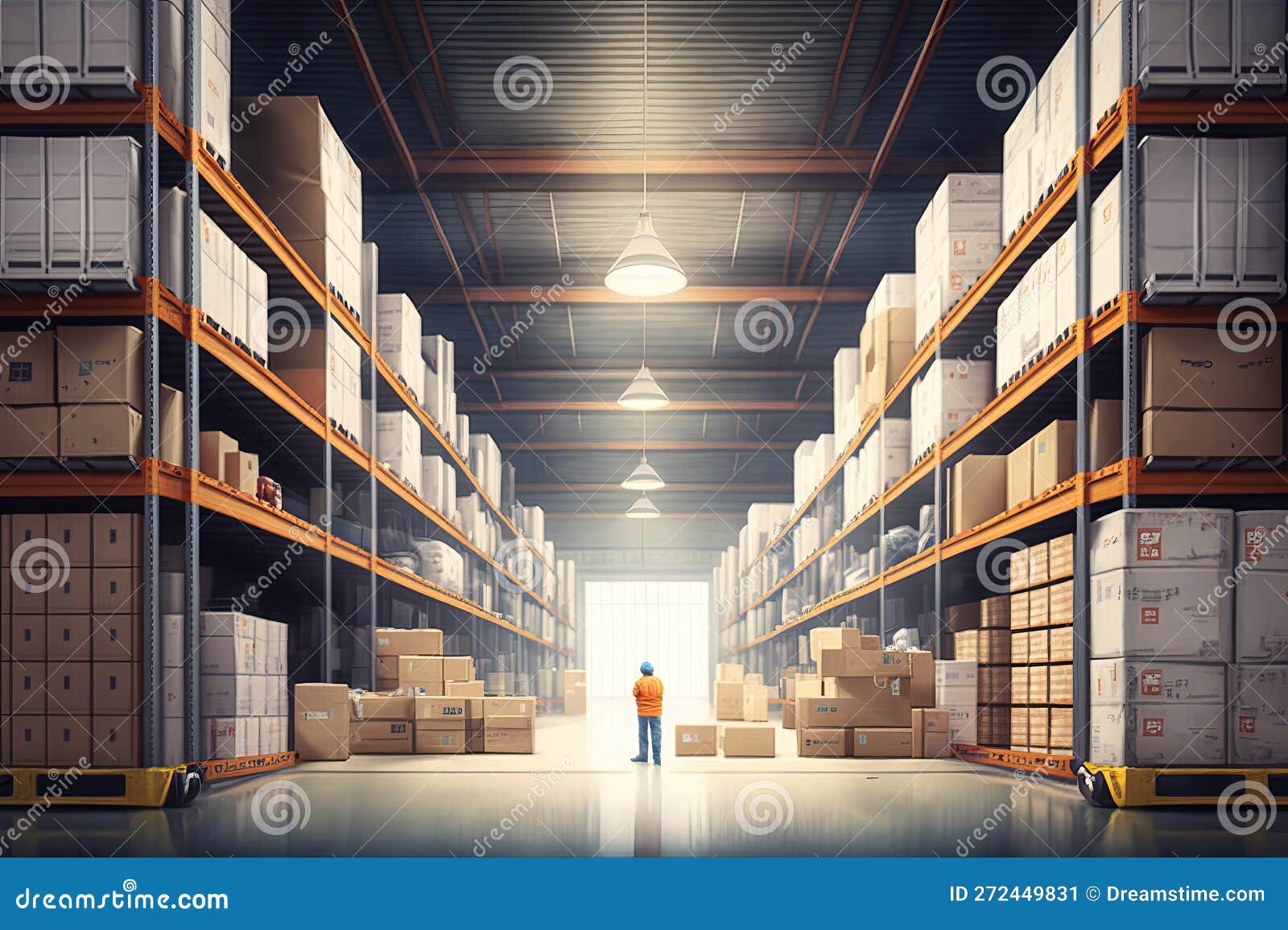 Warehouse indoor view stock illustration. Illustration of ...