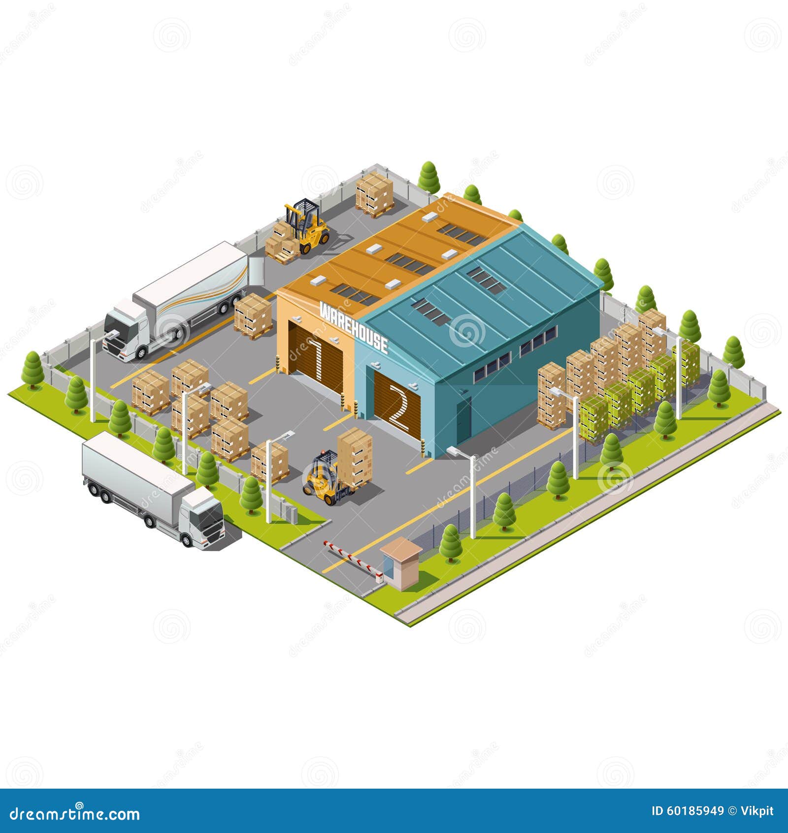 Warehouse Industrial Area with Seating for Loading Stock Vector ...