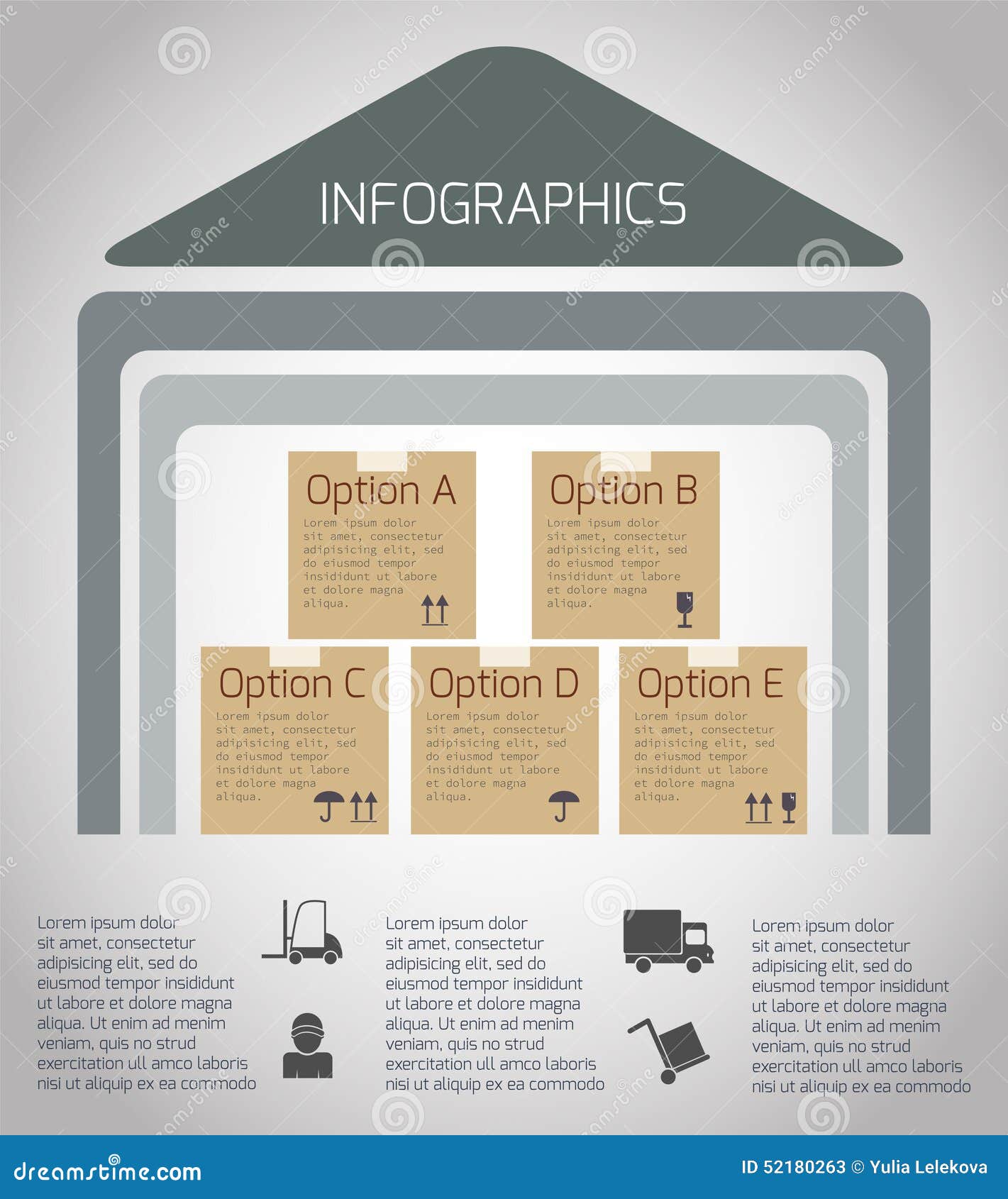 Warehouse Infographic Template with Silhouettes Icons Stock Vector ...