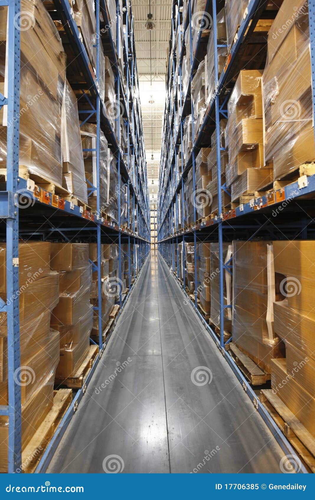 Warehouse interior stock image. Image of long, shelving - 17706385