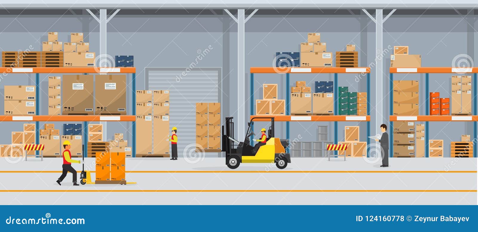 Warehouse Logistic Service Vector Illustration Set, Cartoon Flat ...