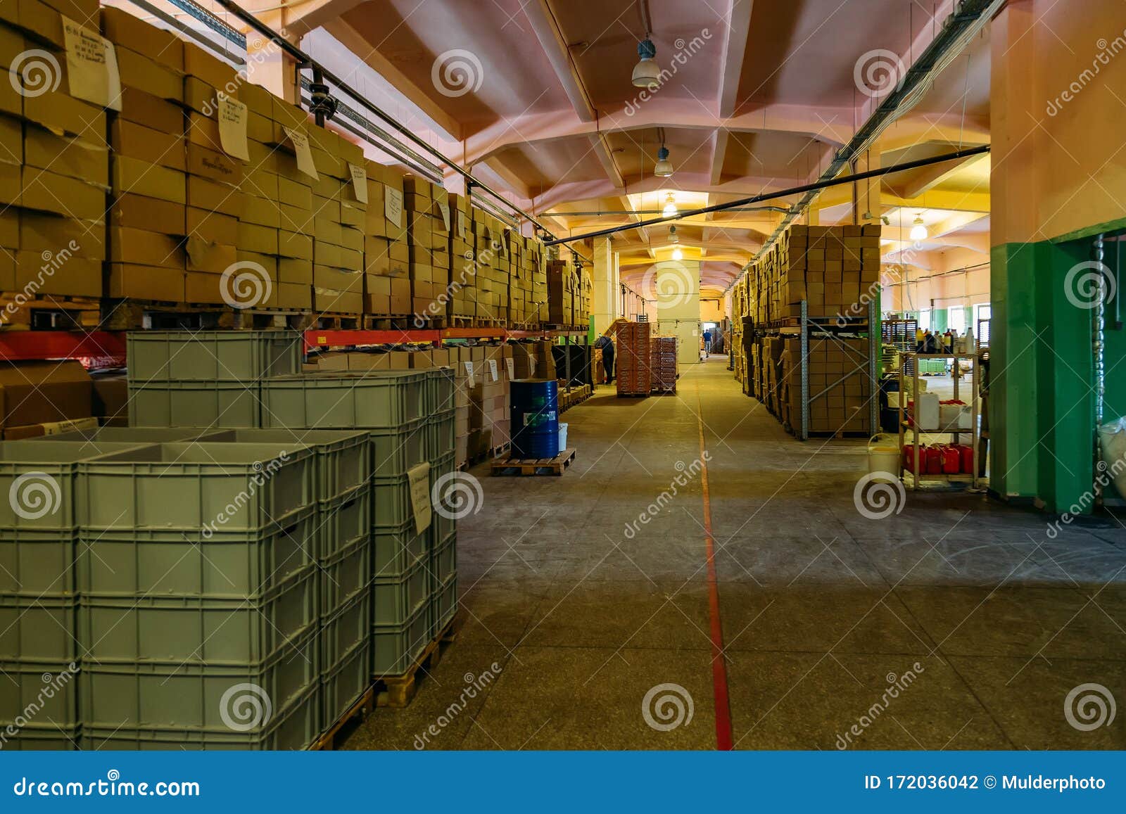 Warehouse Interior. Cardboard Boxes with Finished Production Ready for ...