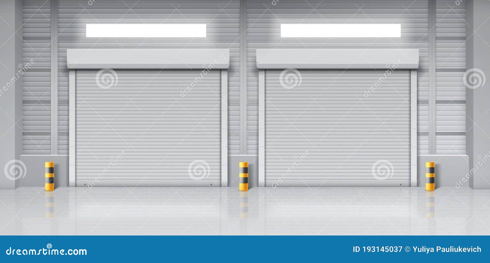 Warehouse Interior with Closed Gates Stock Vector - Illustration of ...