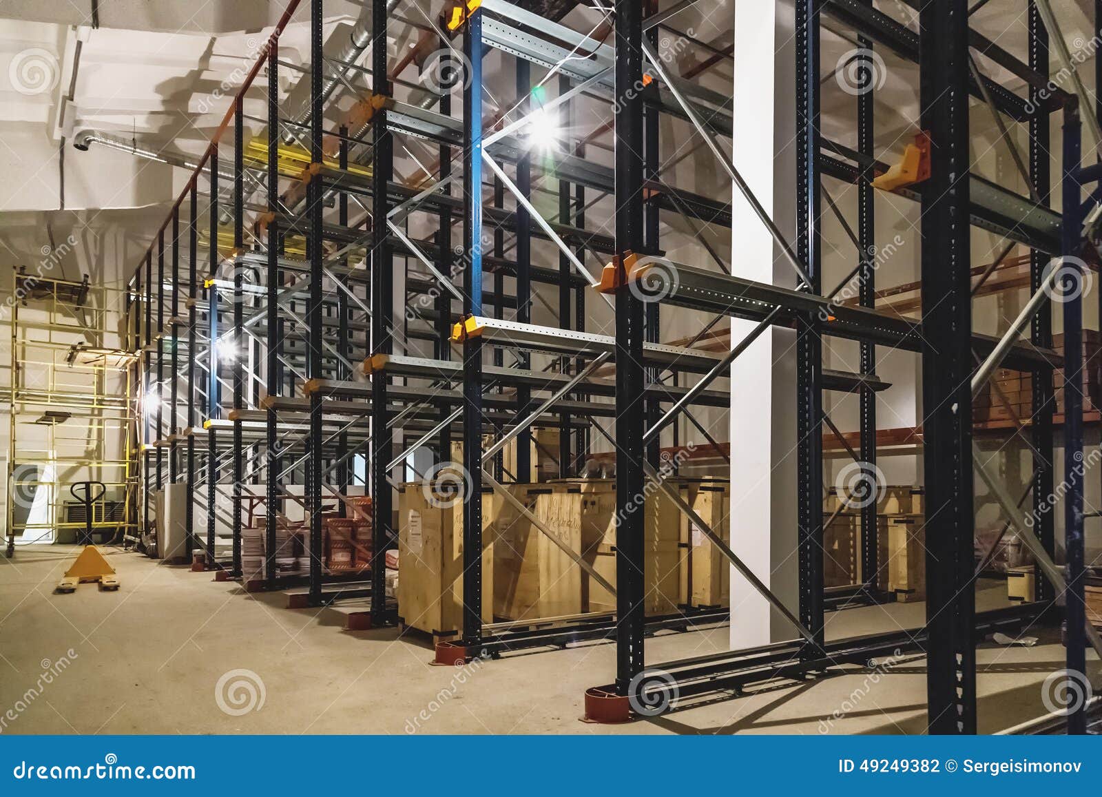 Warehouse Interior with Empty Shelves Stock Photo - Image of factory ...