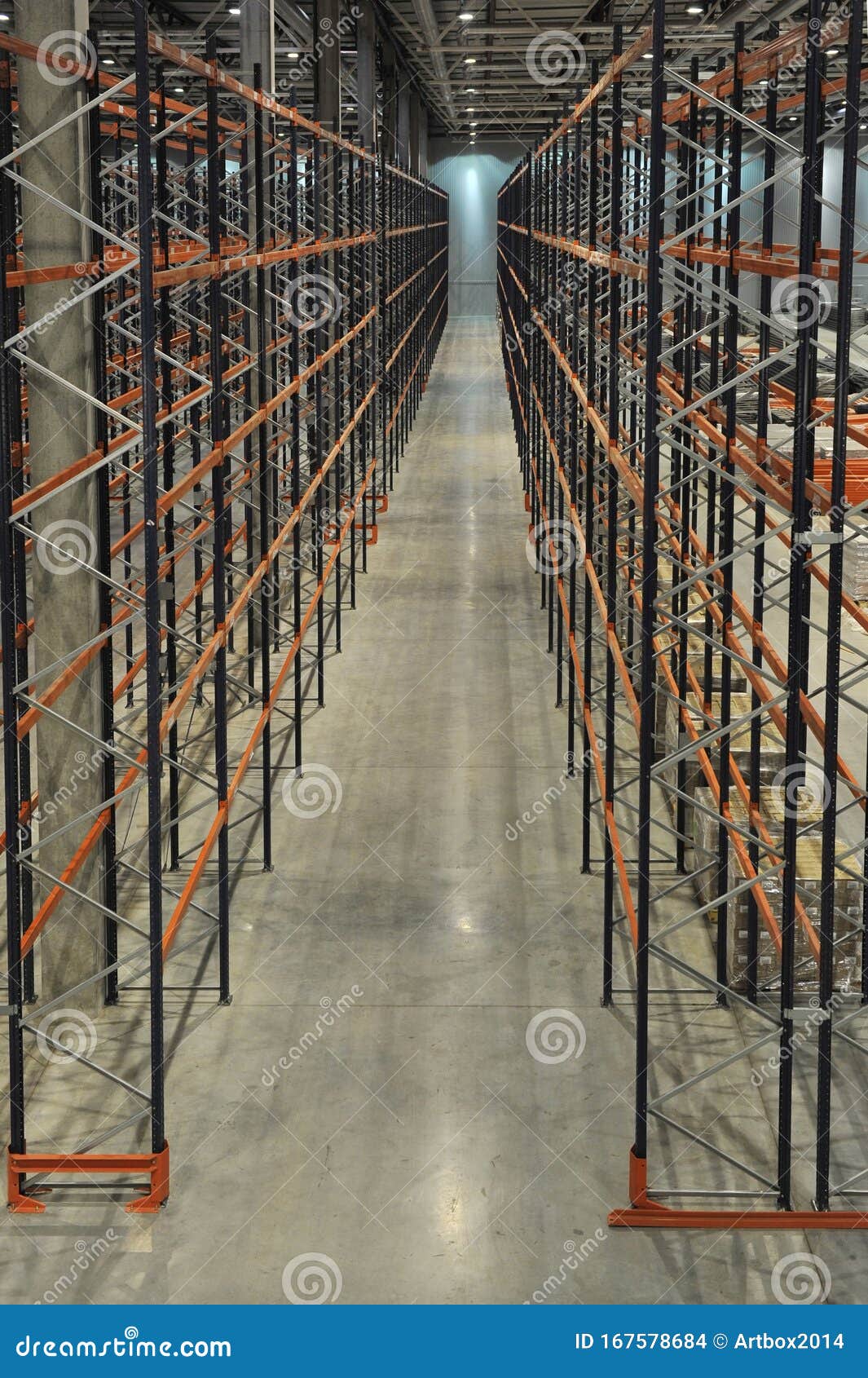 Warehouse with Empty Shelves Stock Photo - Image of manufacturing ...