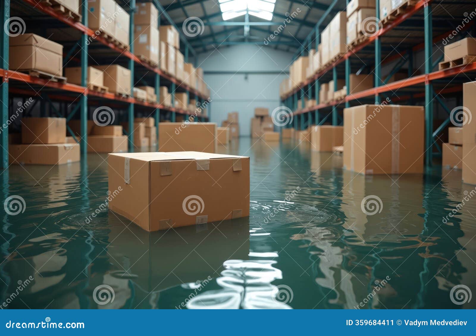 Interior Flooded The Wooden Attic With Boxes, A Window, Stairs And Rats ...