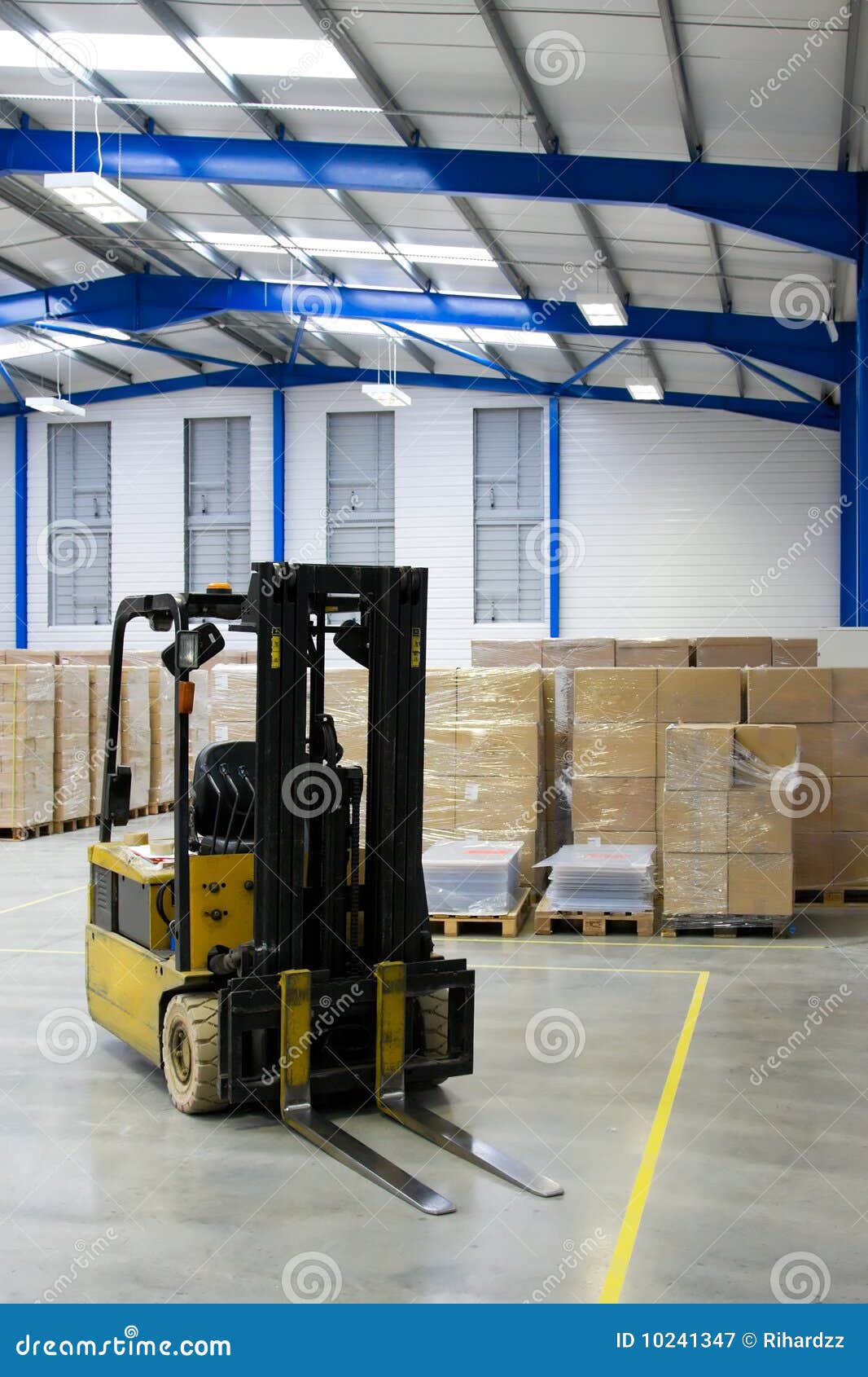 Warehouse Interior and Forklift Stock Image - Image of group, factory ...