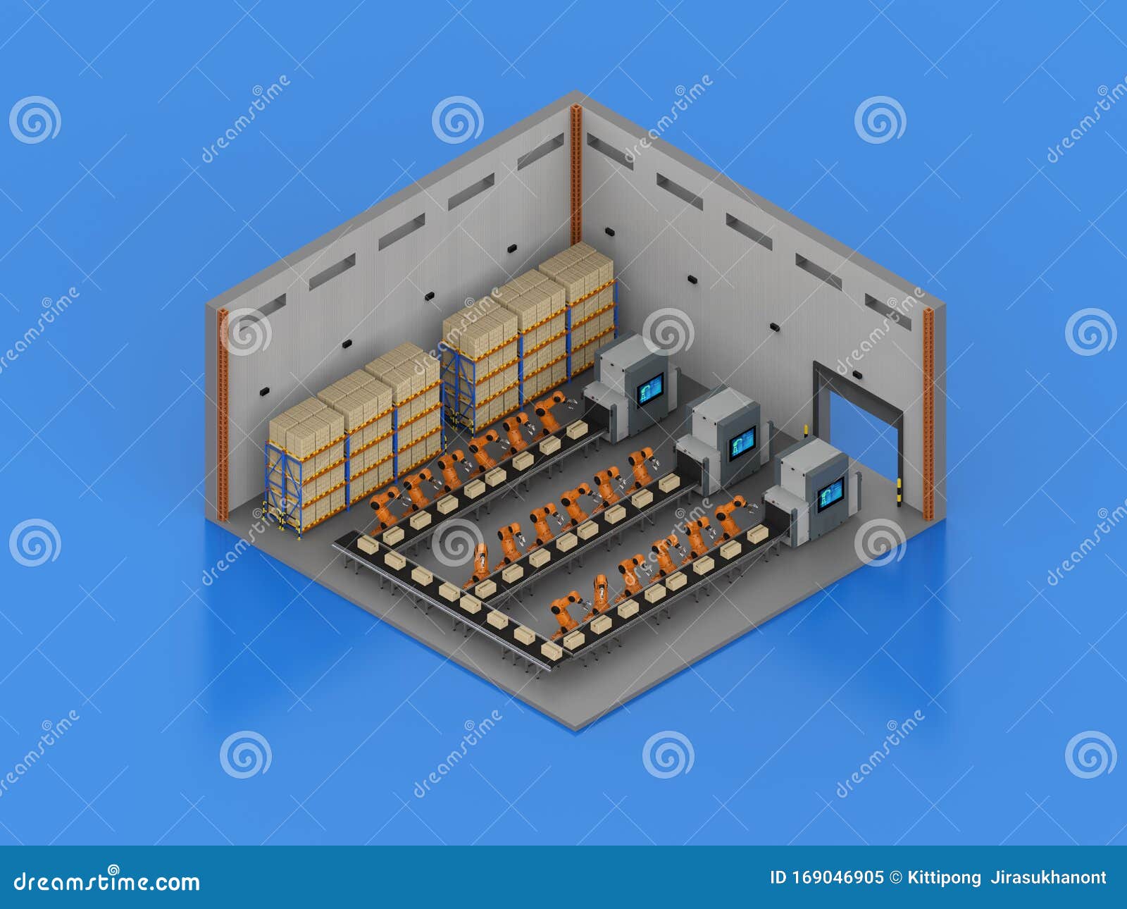 Warehouse Interior Isometric Stock Illustration - Illustration of ...