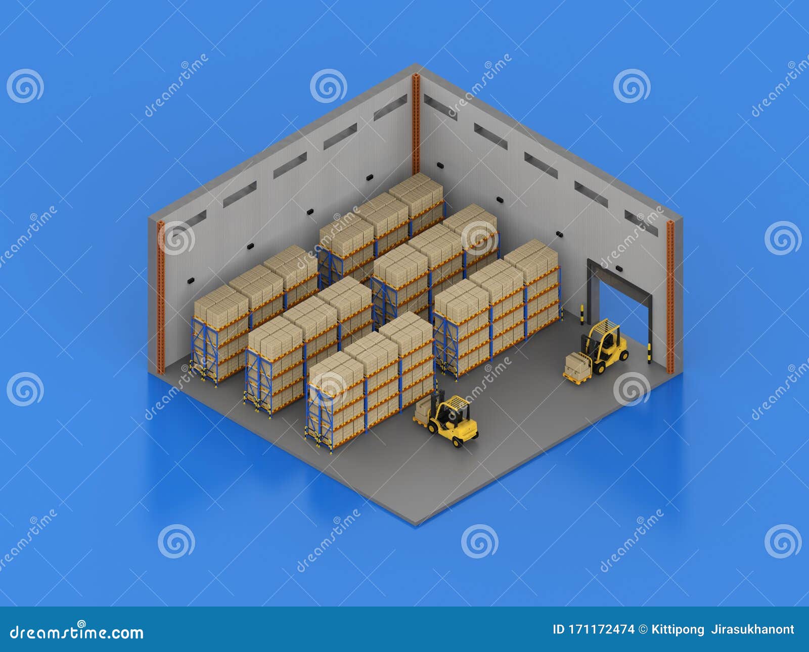 Warehouse Interior Isometric Stock Illustration - Illustration of ...