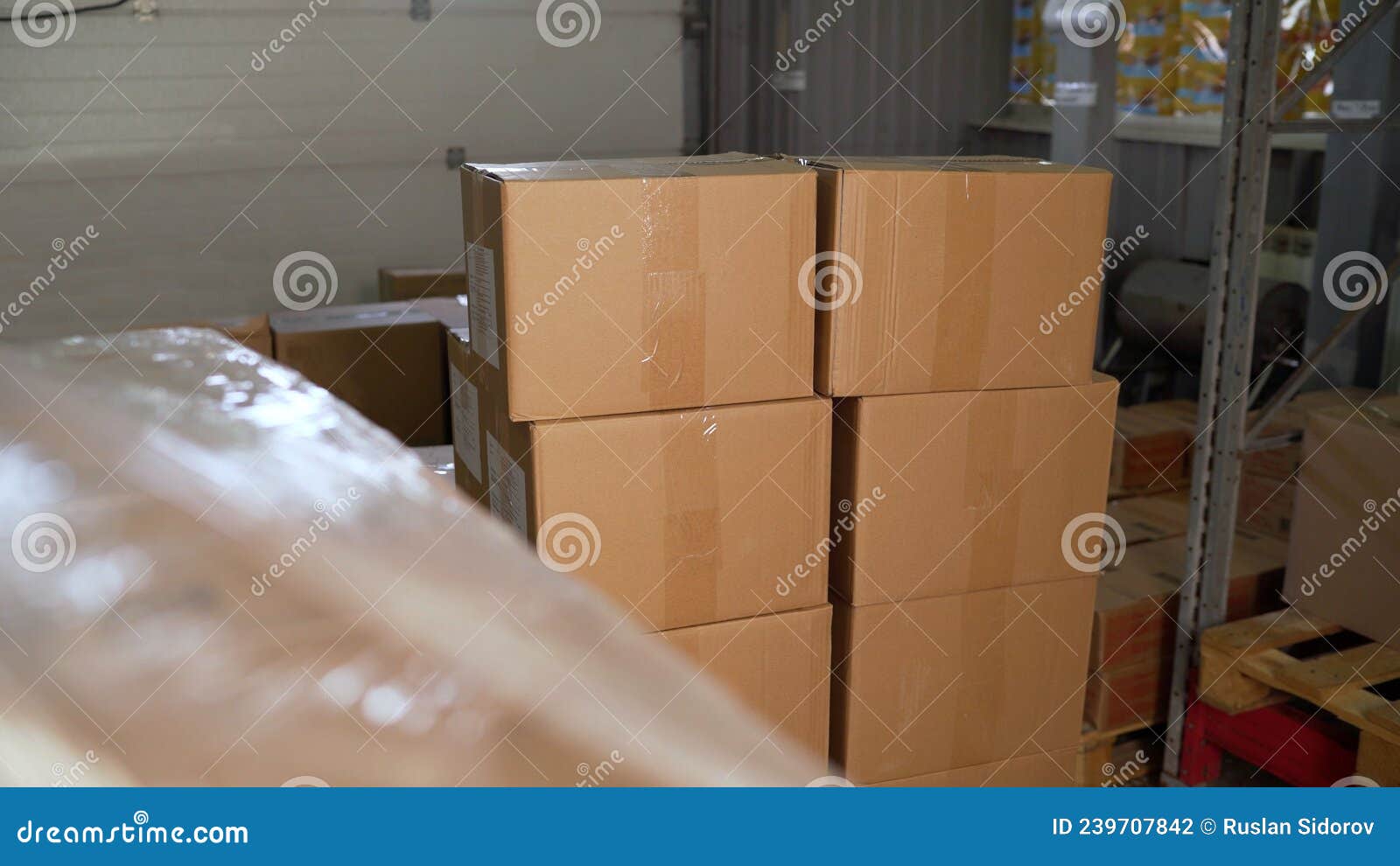 Warehouse Interior, Packing Boxes Stacking. Rack Stack Arrangement of ...