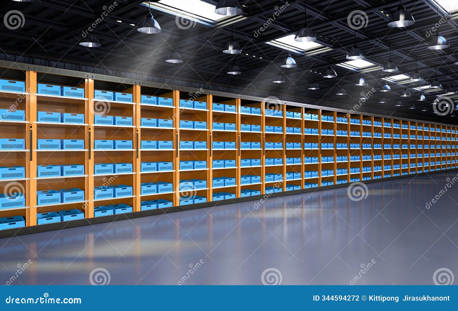 Warehouse Interior with Racks Full of Parcels Stock Illustration ...