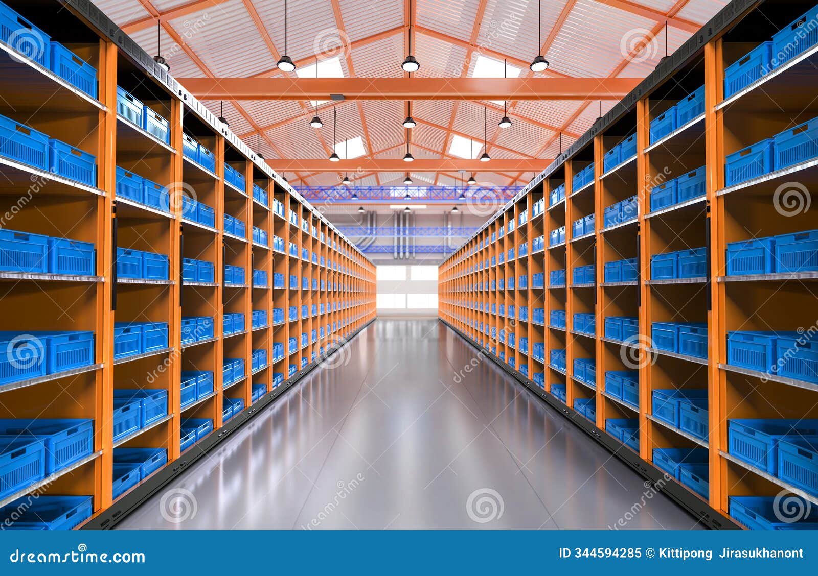 Warehouse Interior with Racks Full of Parcels Stock Illustration ...
