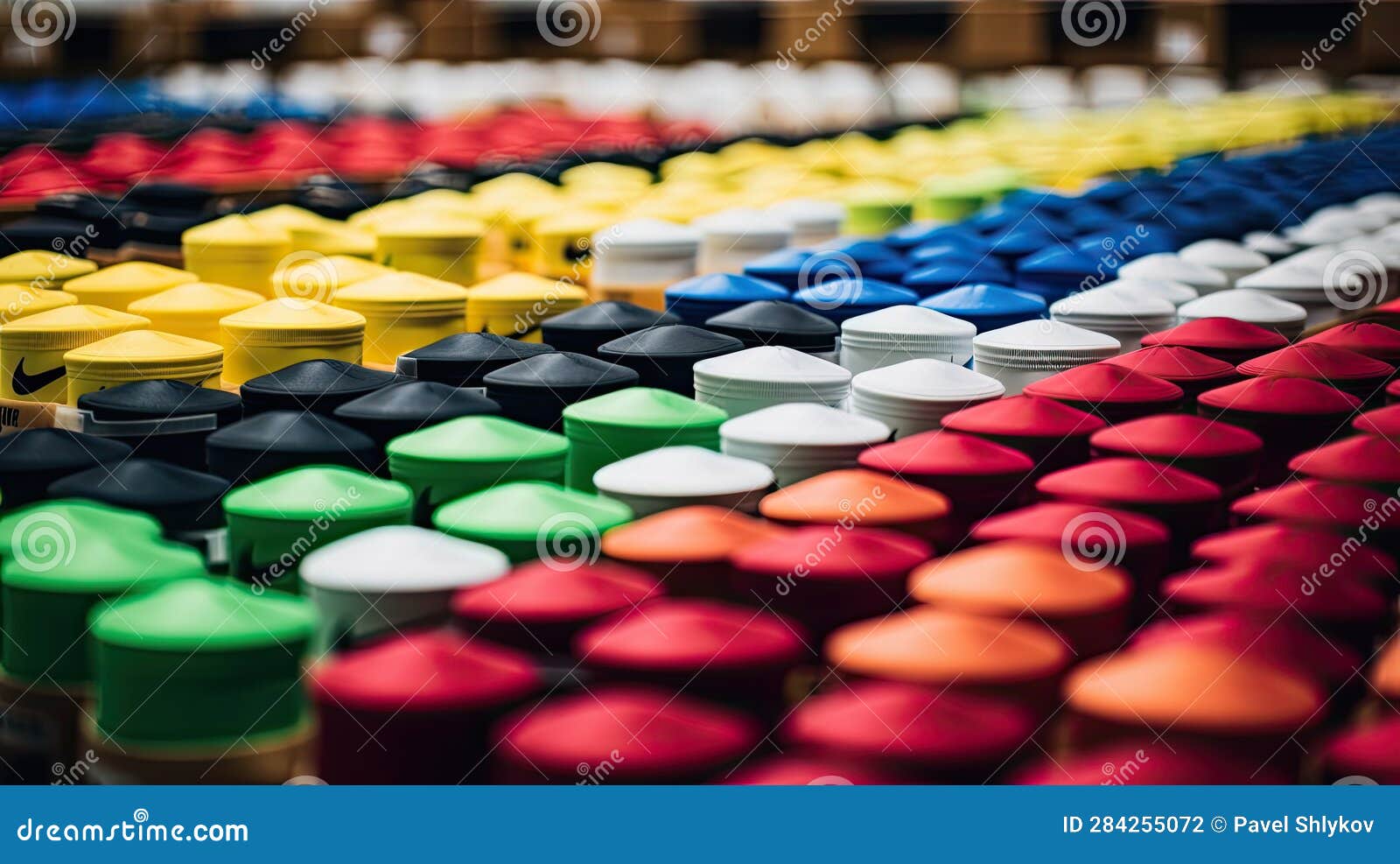 Warehouse Interior with Shelves, Pallets and Boxes. Colored Plastic ...