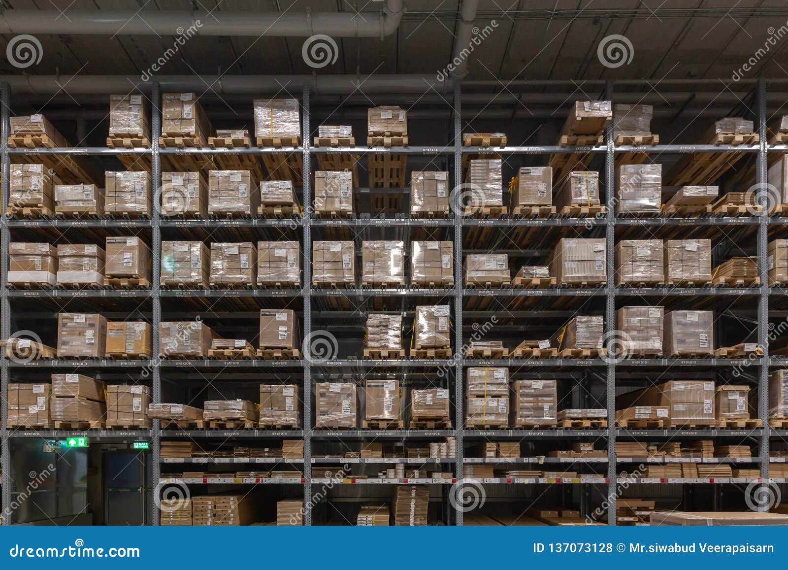 Warehouse Interior with Shelves Rack for Keep Production Material ...