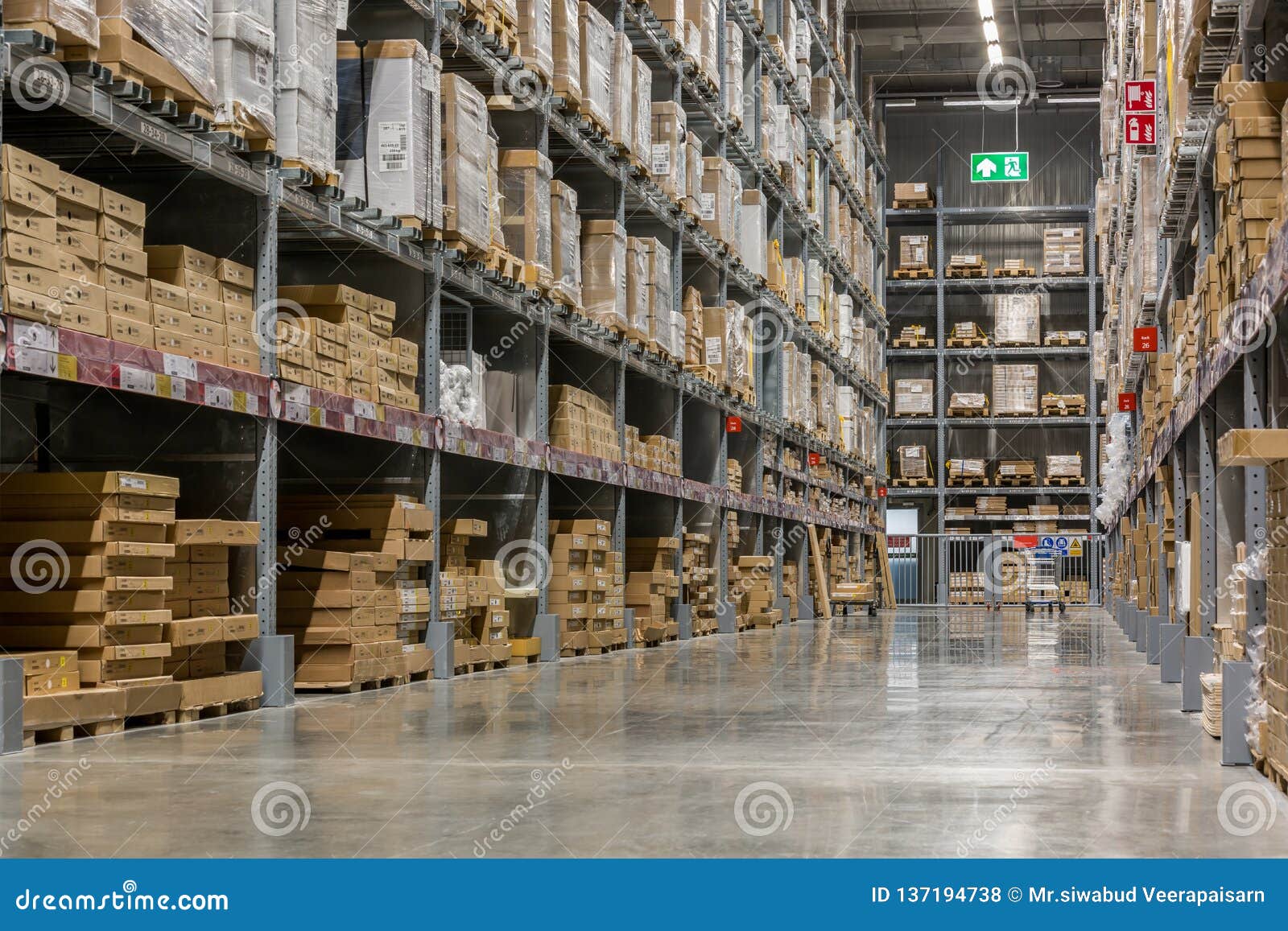 Warehouse Interior with Shelves Rack for Keep Production Material ...