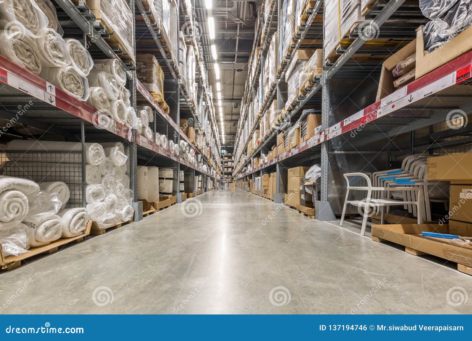 Warehouse Interior with Shelves Rack for Keep Production Material ...