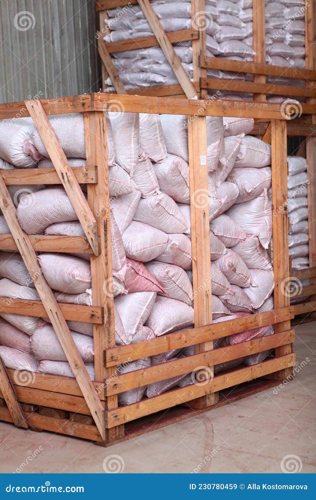 Warehouse Interior. Storage of Products in a Warehouse. Wooden Racks ...
