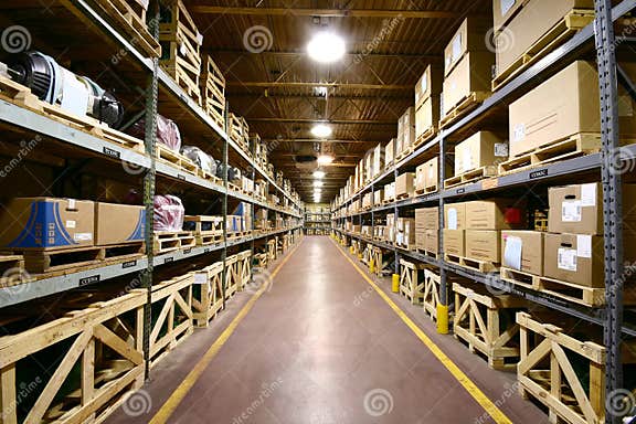 Warehouse Interior - Ultra Wide Angle View. Stock Image - Image of ...