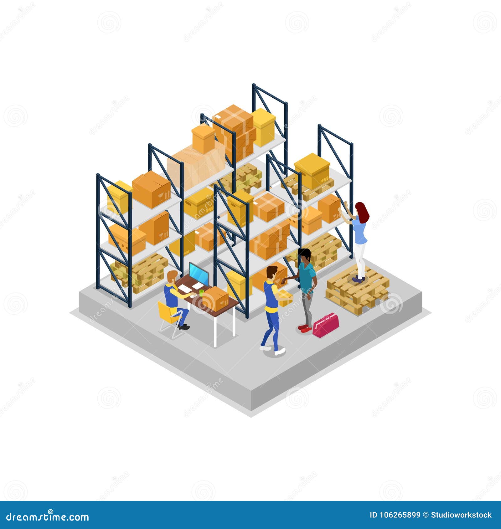 Warehouse Interior with Workers Isometric 3D Icon Stock Vector ... Warehouse Interior with Workers Isometric 3D Icon Stock Vector ...
