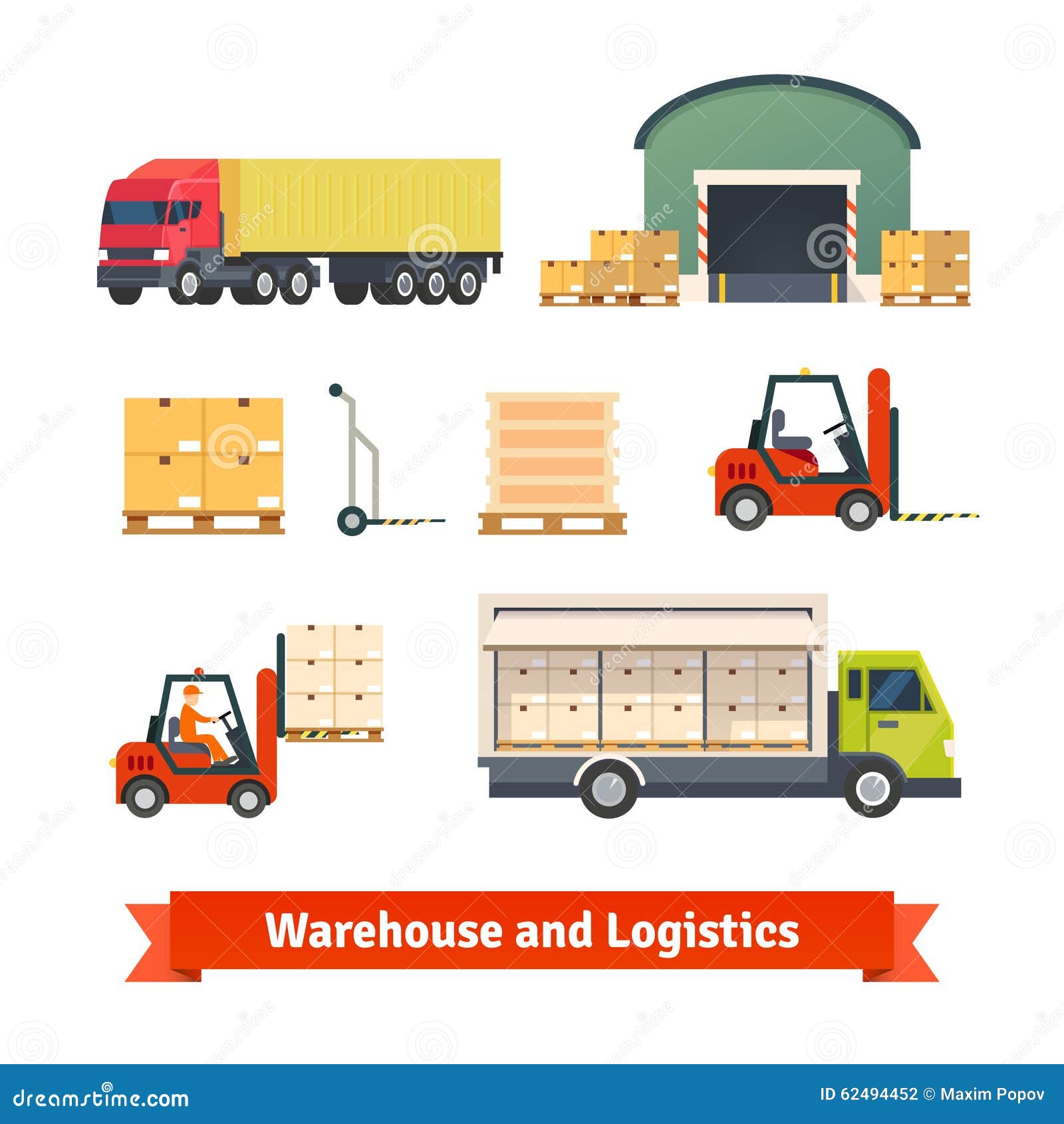 Warehouse Inventory, Logistics Truck Vector Illustration ...