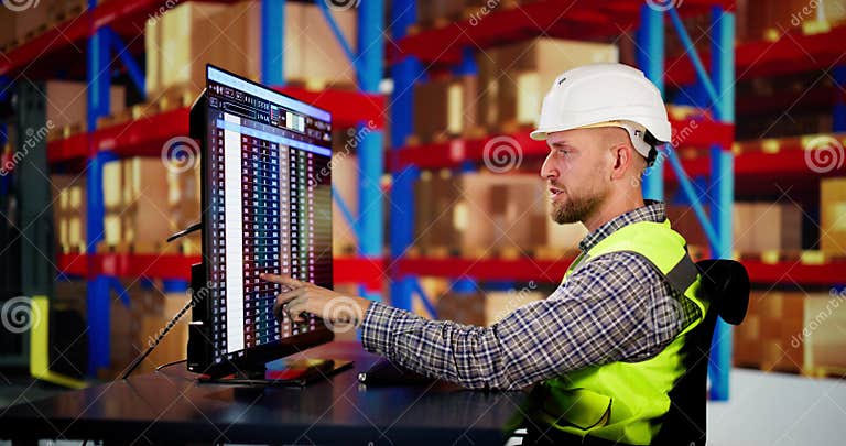 Warehouse Inventory Management on Computer Stock Image - Image of ...