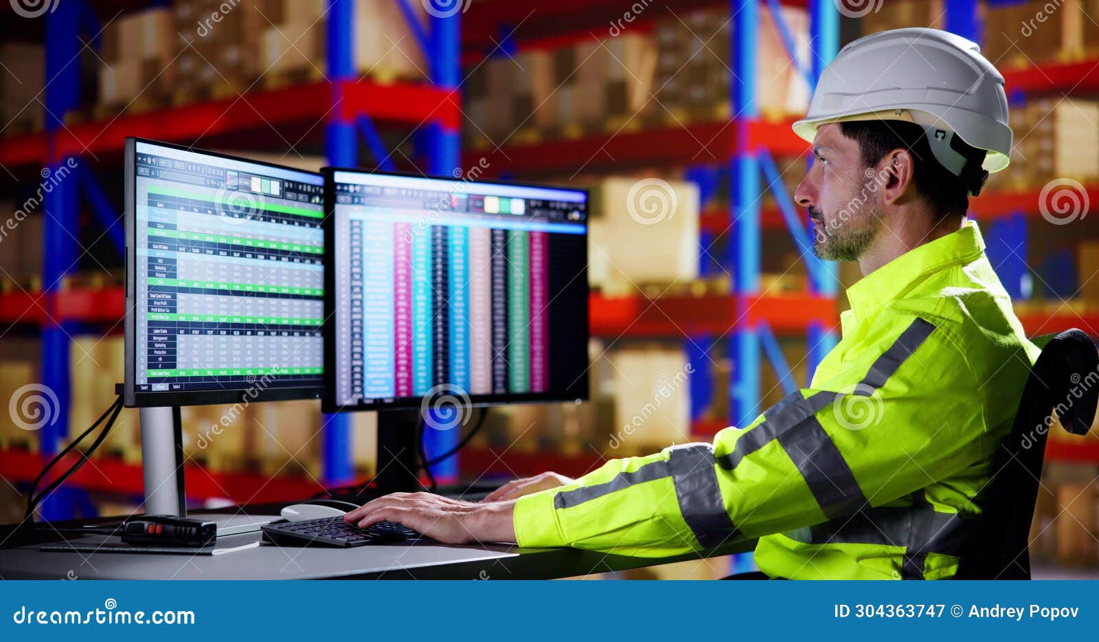 Warehouse Inventory Management on Computer Stock Image - Image of goods ...