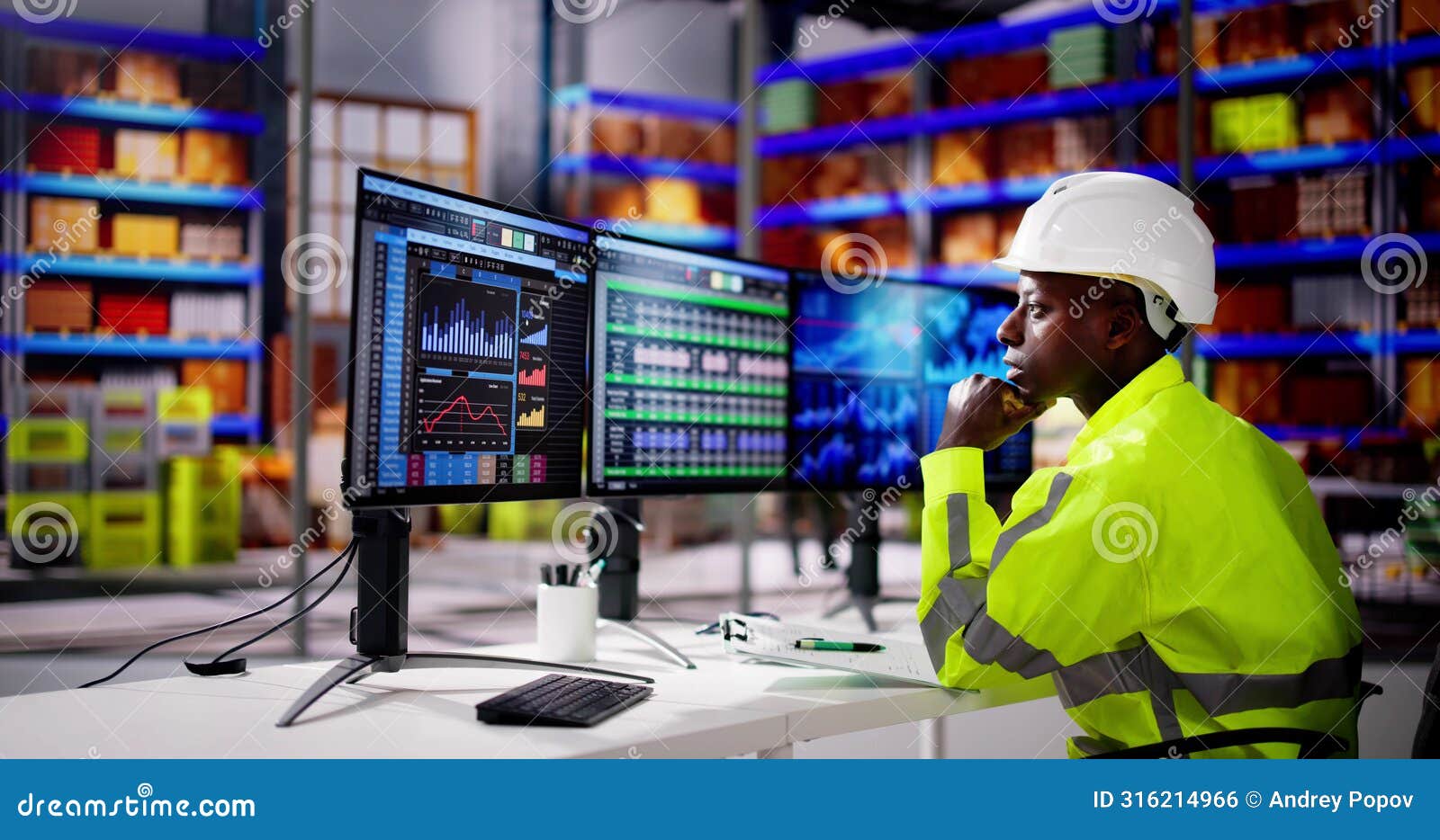 Warehouse Inventory Management on Computer Stock Photo - Image of ...