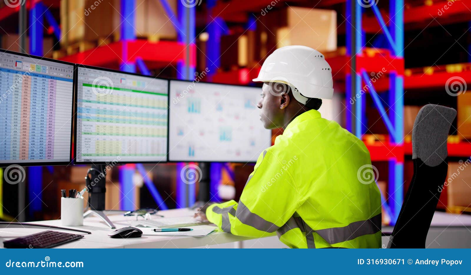 Warehouse Inventory Management on Computer Stock Image - Image of ...