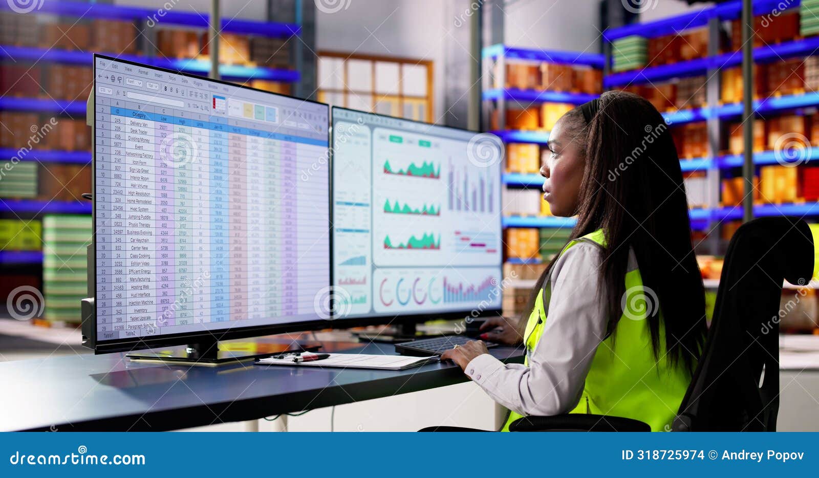 Warehouse Inventory Management on Computer Stock Photo - Image of ...