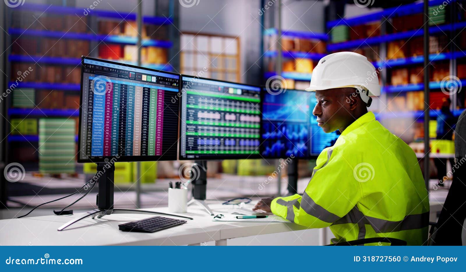 Warehouse Inventory Management on Computer Stock Photo - Image of ...