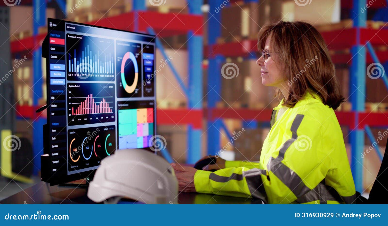 Warehouse Inventory Management KPI Dashboard. Analysts Looking Stock ...