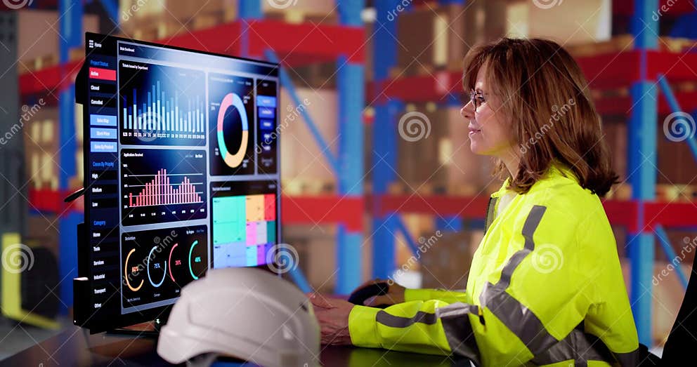 Warehouse Inventory Management KPI Dashboard. Analysts Looking Stock ...
