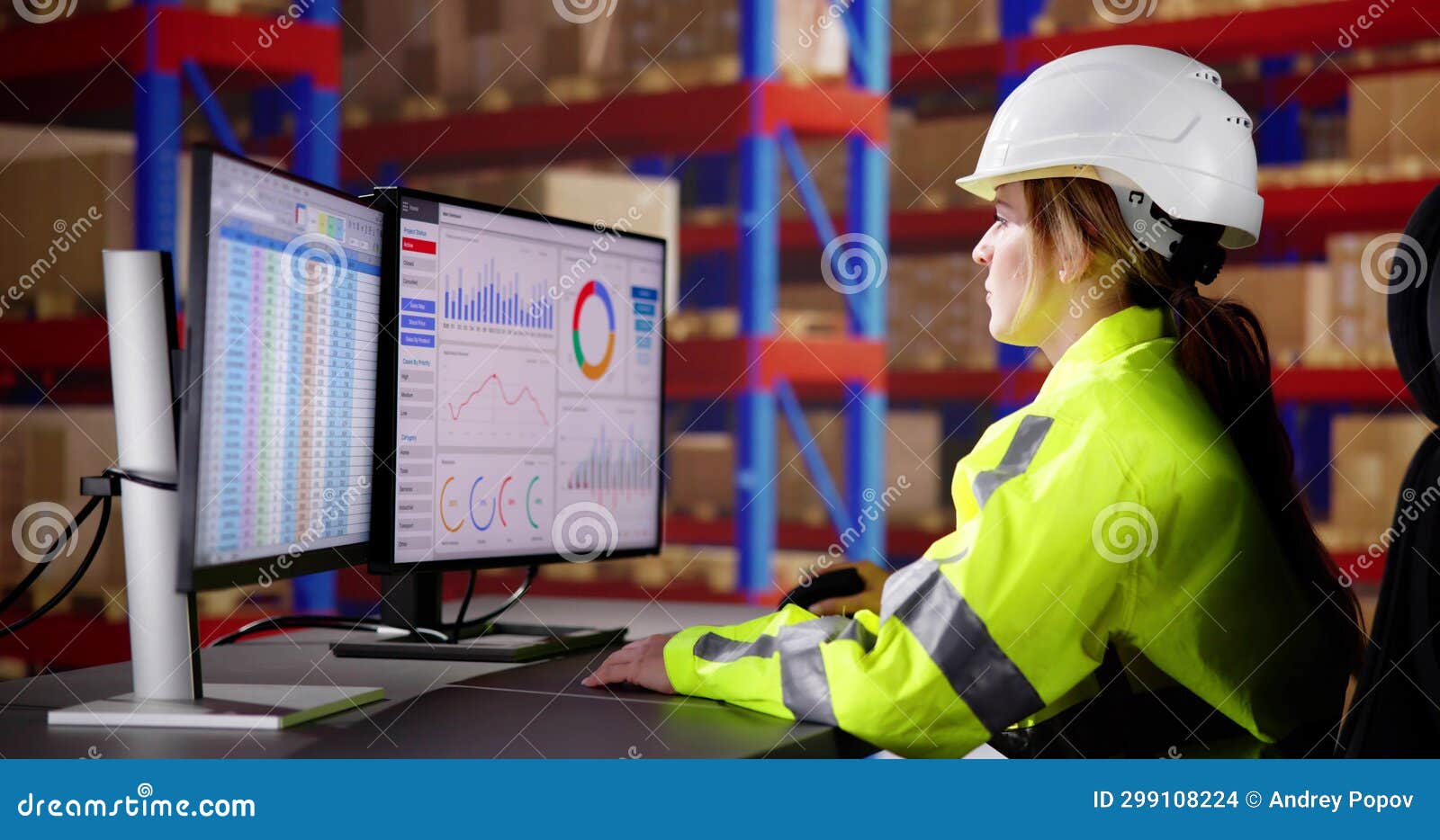 Warehouse Inventory Management on Office Computer Stock Photo - Image ...