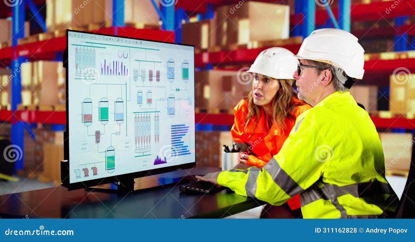 Warehouse Inventory Management on Office Computer Stock Photo - Image ...