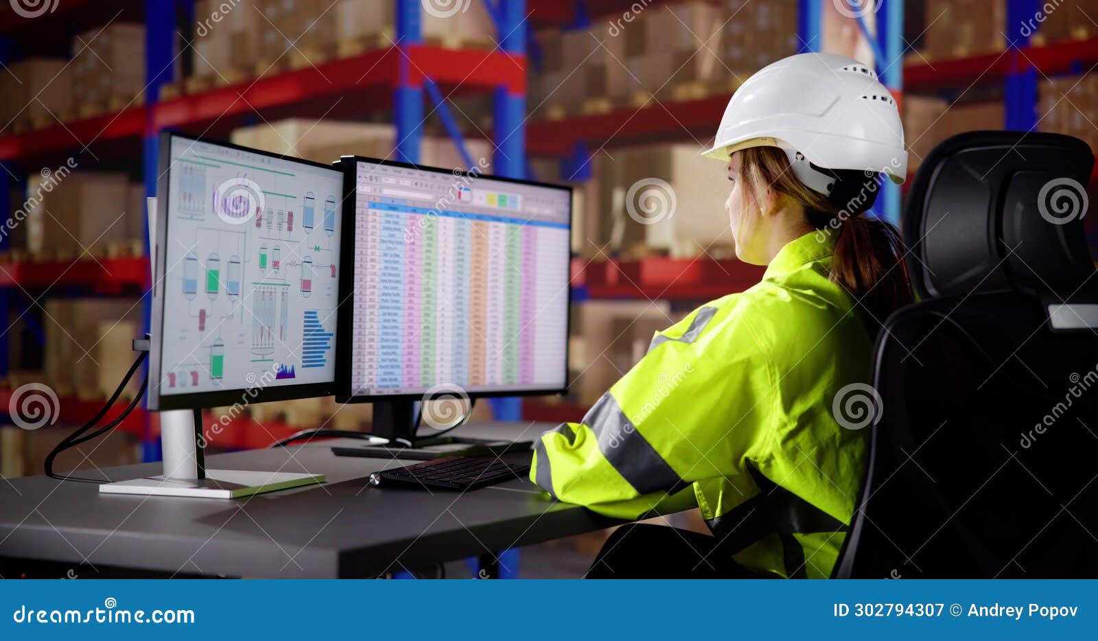 Warehouse Inventory Management on Office Computer Stock Image - Image ...