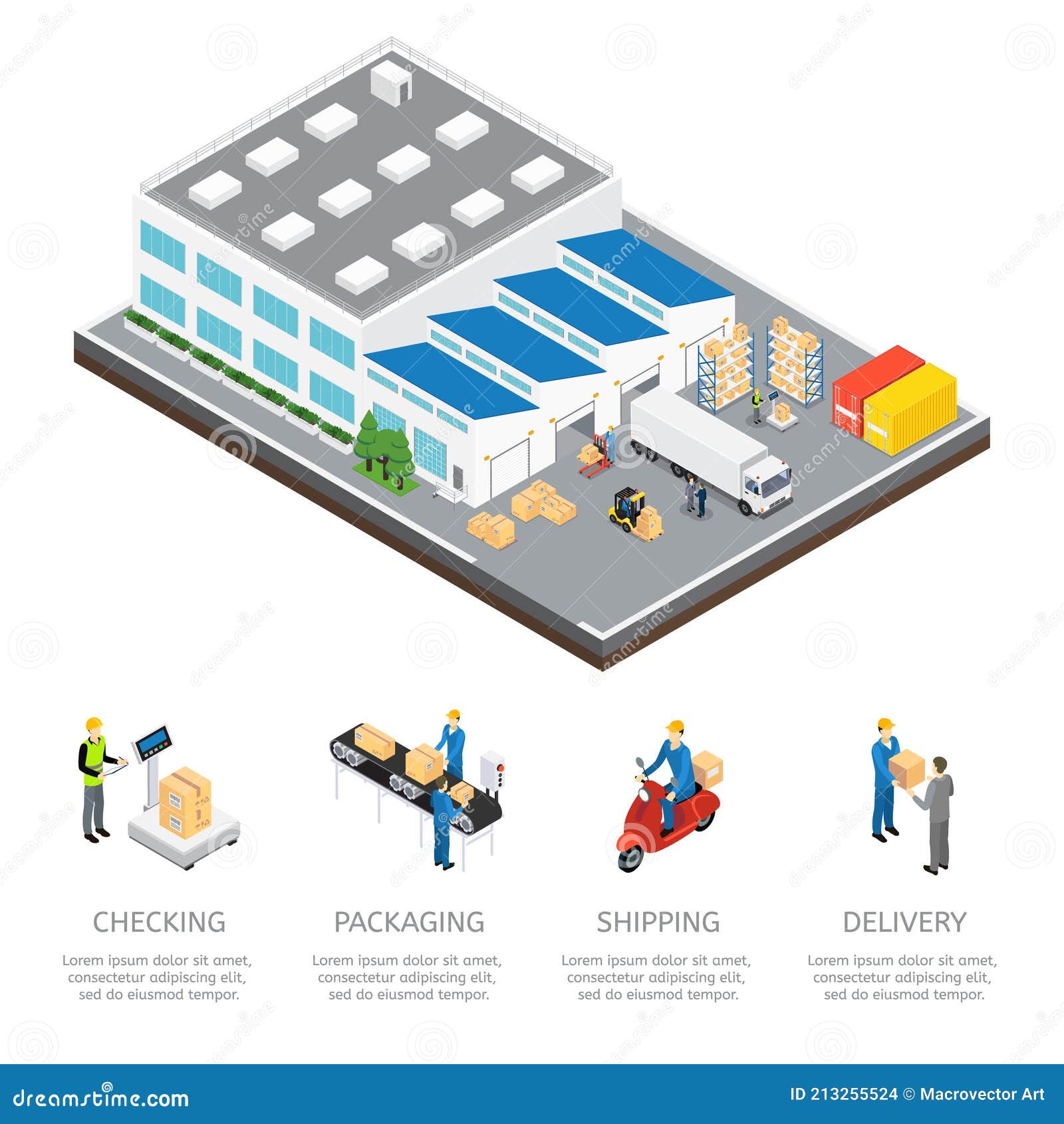 Warehouse Isometric Colored Composition Stock Vector - Illustration of ...
