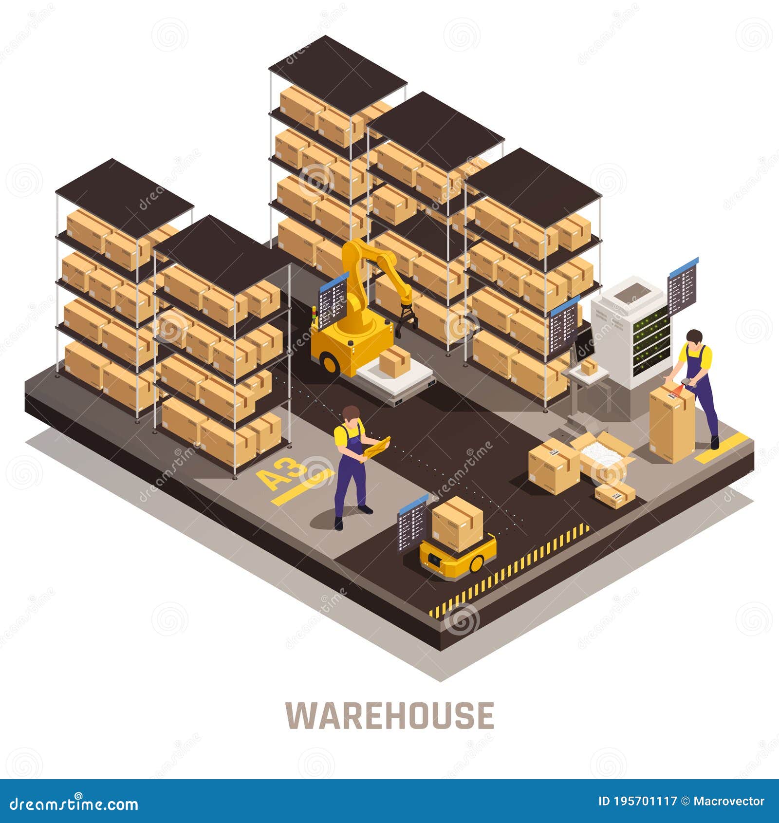 Warehouse Isometric Composition Stock Illustration - Illustration of ...