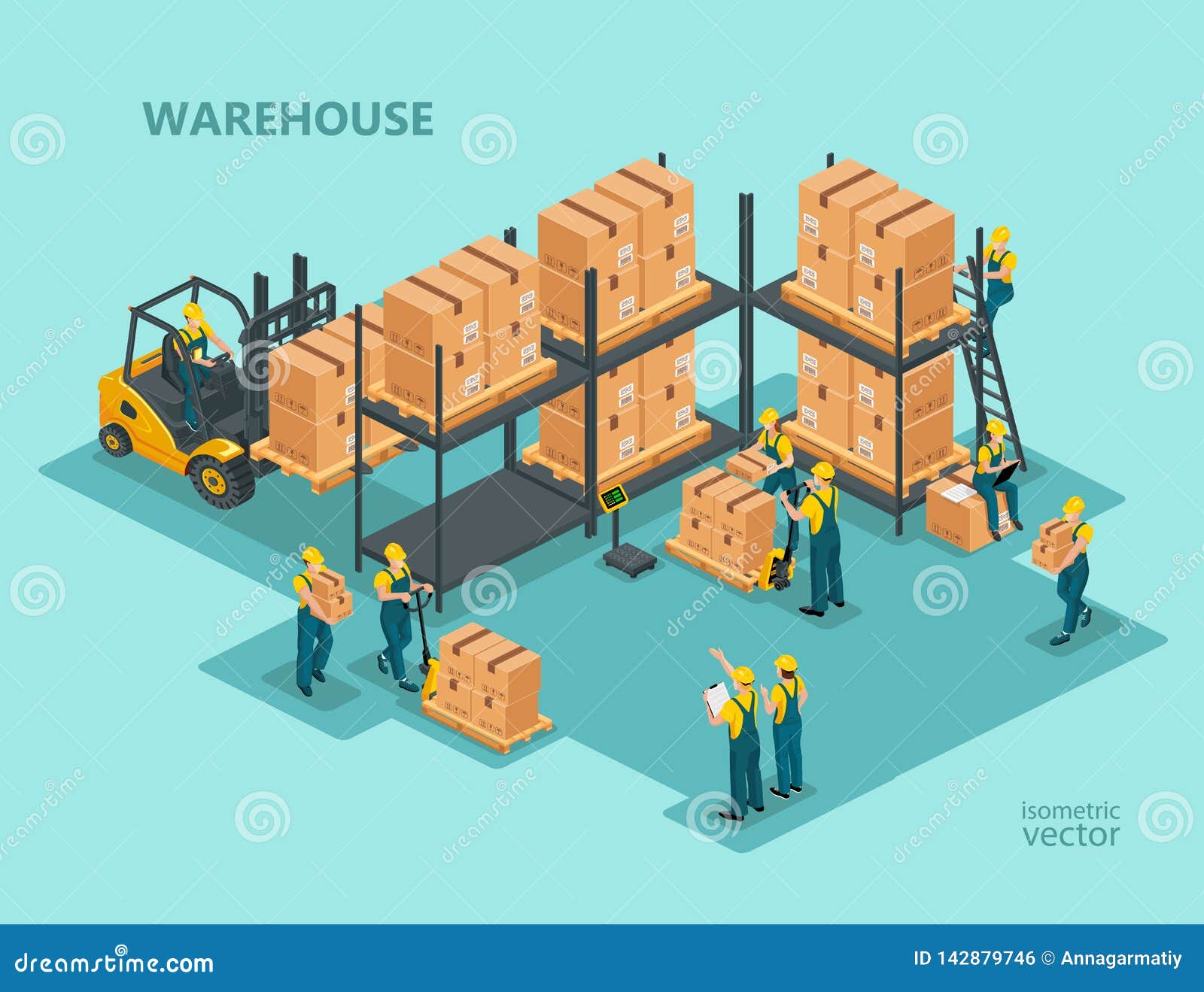 Warehouse Isometric Composition Stock Vector - Illustration of depot, concept: 142879746