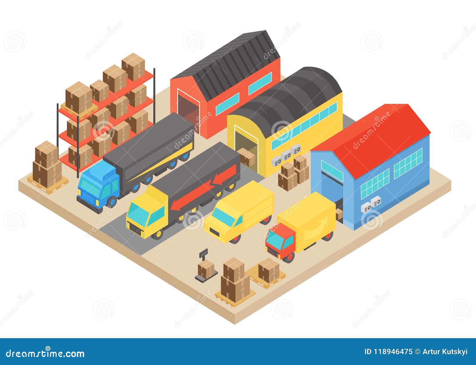Warehouse Isometric Concept Composition. Modern Building Storage with ...
