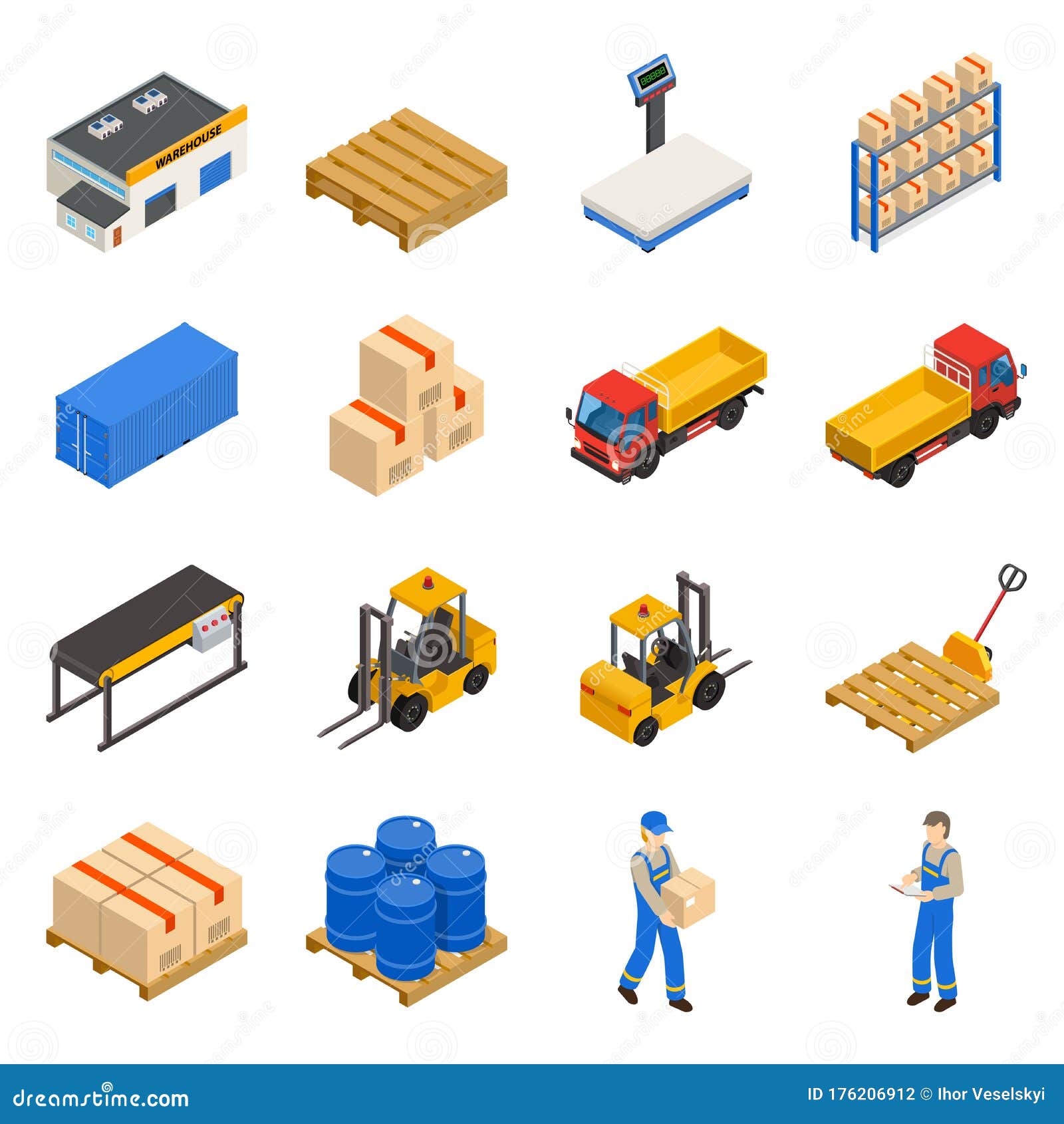 Warehouse Isometric Decorative Icons Set Stock Illustration ...